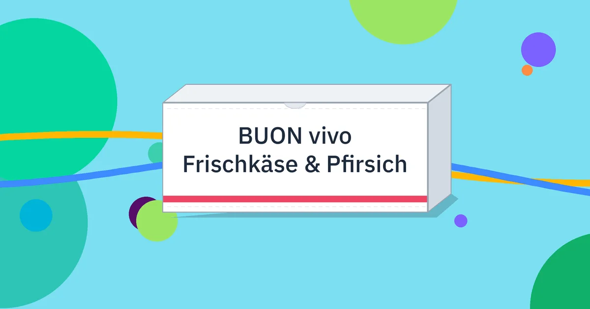 Symbolbild: Packung mit der Aufschrift BUON vivo Frischkäse & Pfirsich (PZN 17553281) – Verfügbarkeit und Bezug in Apotheken in Frankfurt am Main