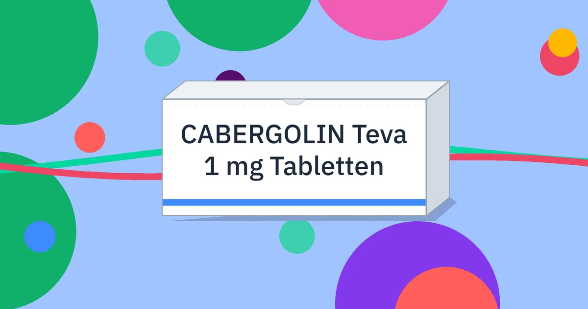 Symbolbild: Packung mit der Aufschrift CABERGOLIN Teva 1 mg Tabletten (PZN 09191875) – Verfügbarkeit und Bezug in Apotheken in Frankfurt am Main