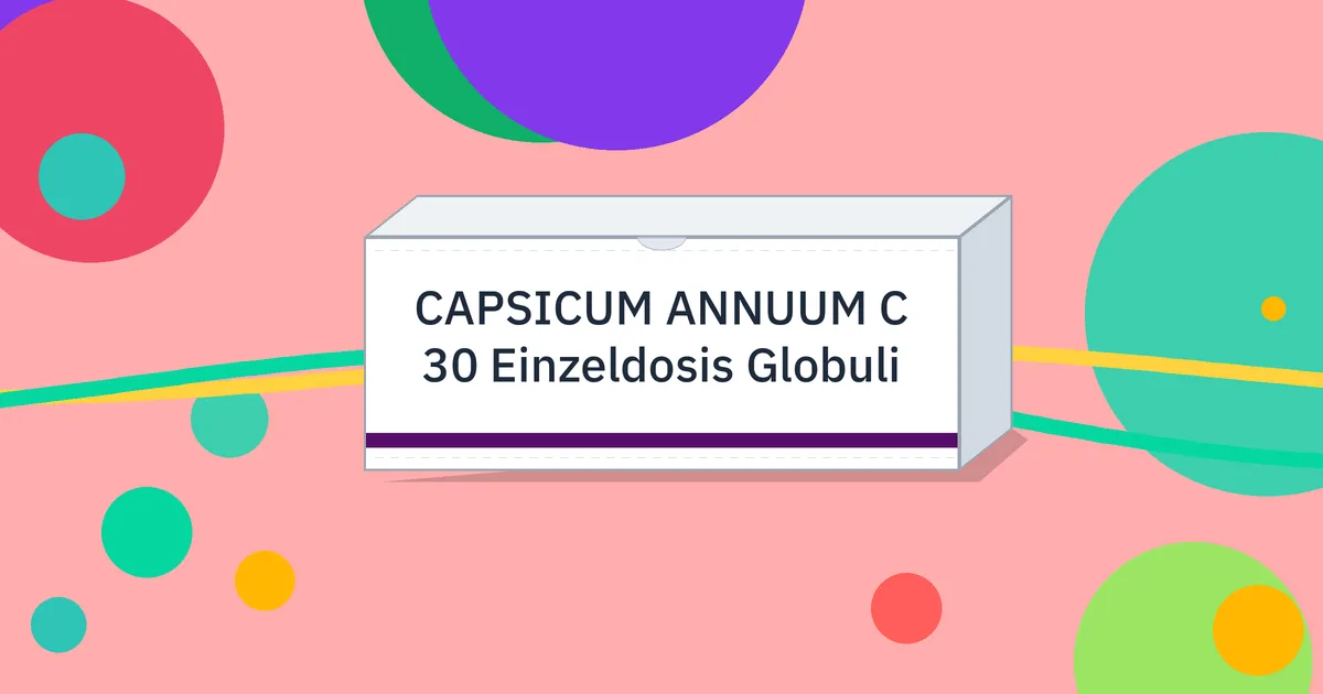 Symbolbild: Packung mit der Aufschrift CAPSICUM ANNUUM C 30 Einzeldosis Globuli (PZN 01917947) – Verfügbarkeit und Bezug in Apotheken in Frankfurt am Main