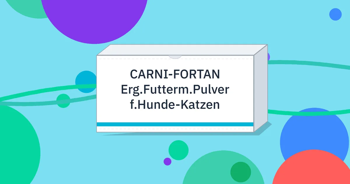 Symbolbild: Packung mit der Aufschrift CARNI-FORTAN Erg.Futterm.Pulver f.Hunde-Katzen (PZN 14237958) – Verfügbarkeit und Bezug in Apotheken in Frankfurt am Main