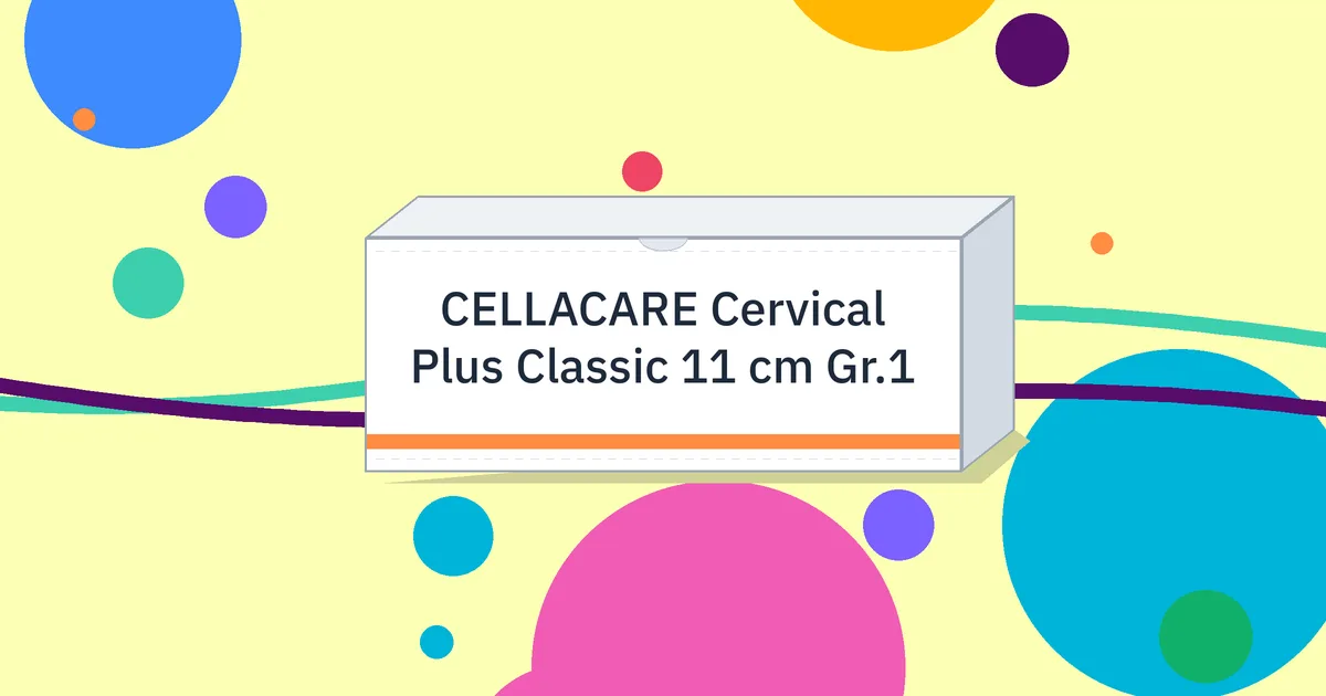 Symbolbild: Packung mit der Aufschrift CELLACARE Cervical Plus Classic 11 cm Gr.1 (PZN 11125093) – Verfügbarkeit und Bezug in Apotheken in Frankfurt am Main