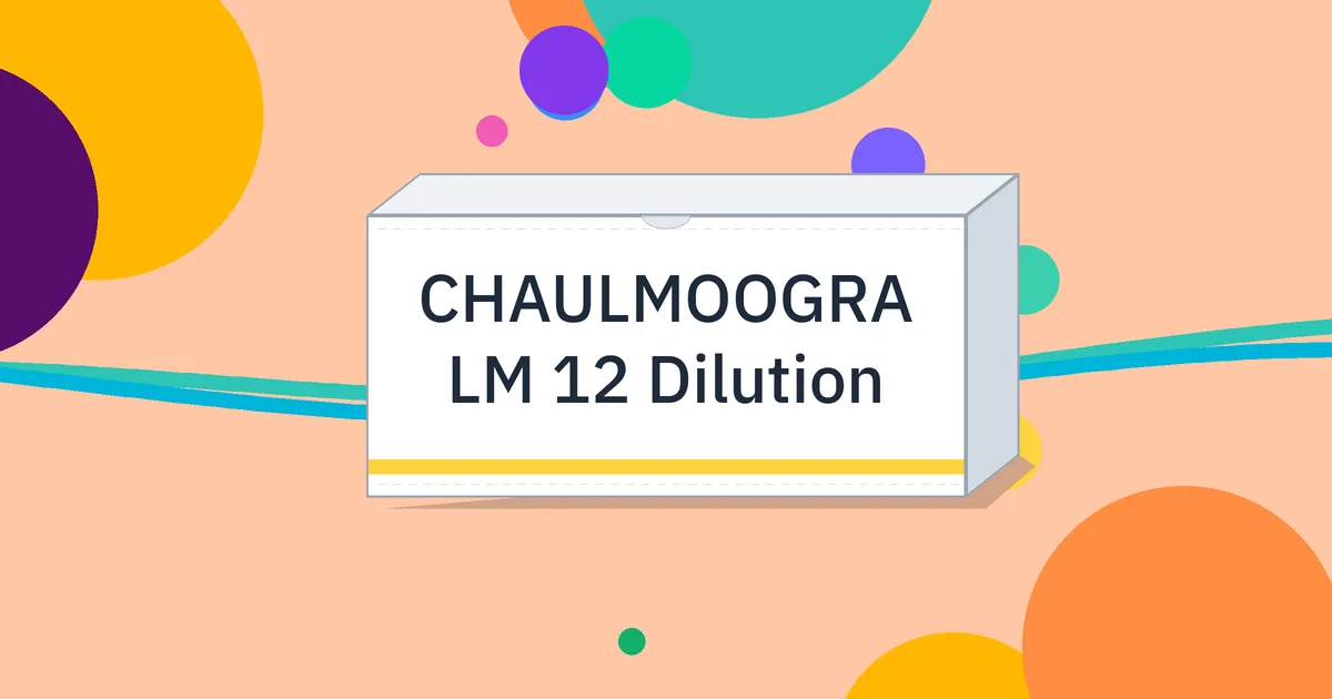 Symbolbild: Packung mit der Aufschrift CHAULMOOGRA LM 12 Dilution (PZN 13438979) – Verfügbarkeit und Bezug in Apotheken in Frankfurt am Main