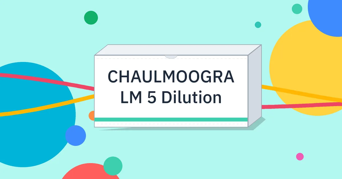 Symbolbild: Packung mit der Aufschrift CHAULMOOGRA LM 5 Dilution (PZN 13438896) – Verfügbarkeit und Bezug in Apotheken in Frankfurt am Main