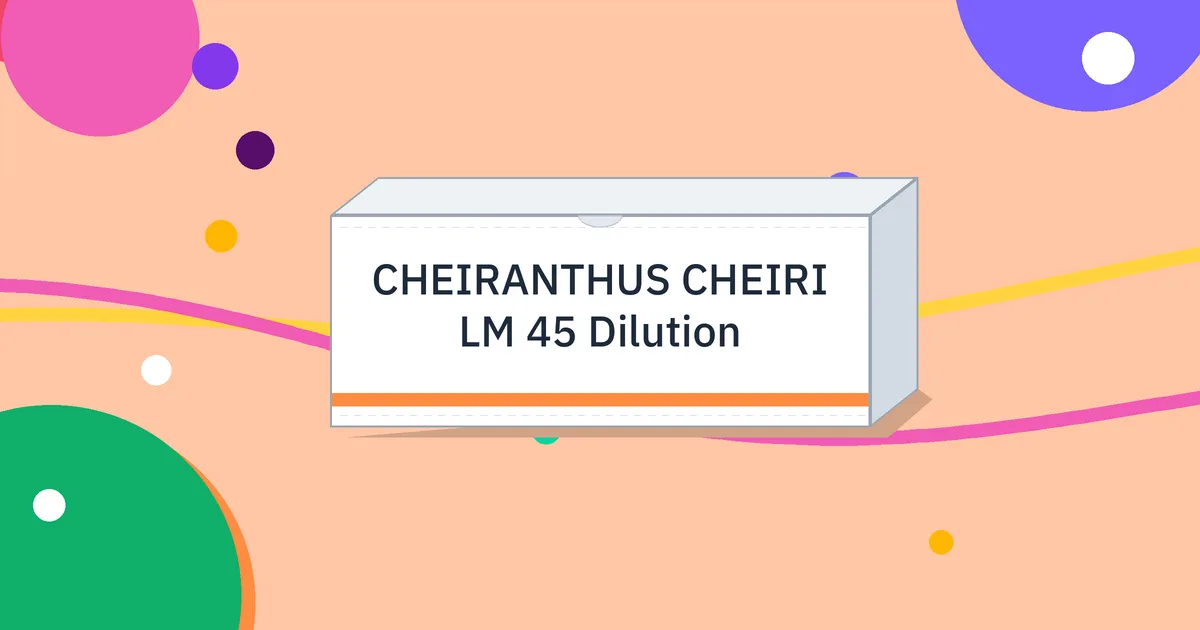 Symbolbild: Packung mit der Aufschrift CHEIRANTHUS CHEIRI LM 45 Dilution (PZN 13439654) – Verfügbarkeit und Bezug in Apotheken in Frankfurt am Main