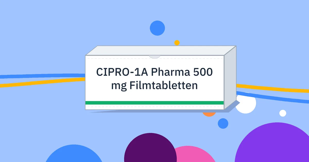 Symbolbild: Packung mit der Aufschrift CIPRO-1A Pharma 500 mg Filmtabletten (PZN 00819183) – Verfügbarkeit und Bezug in Apotheken in Frankfurt am Main
