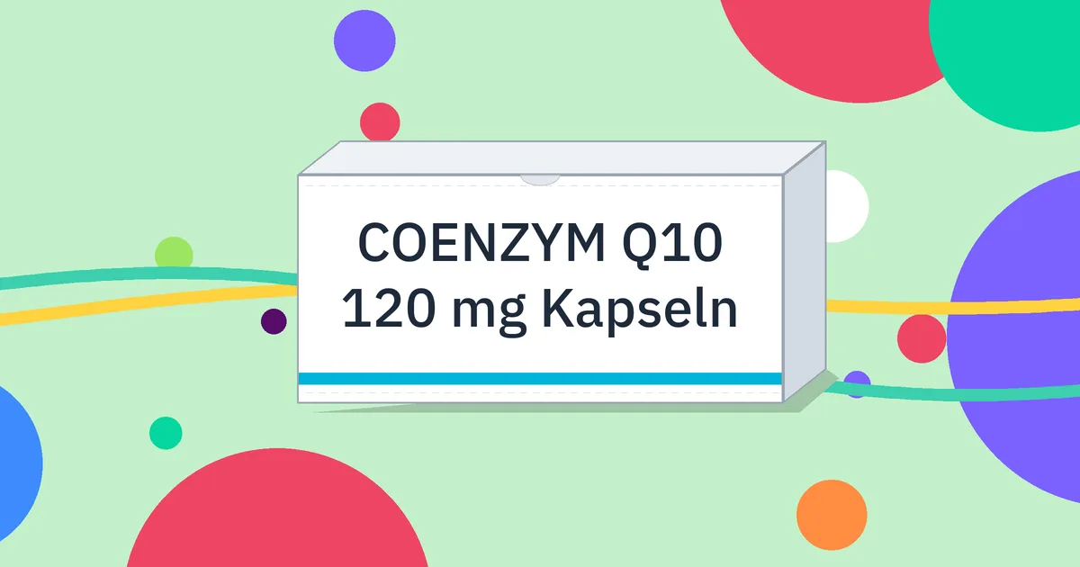 Symbolbild: Packung mit der Aufschrift COENZYM Q10 120 mg Kapseln (PZN 15737924) – Verfügbarkeit und Bezug in Apotheken in Frankfurt am Main