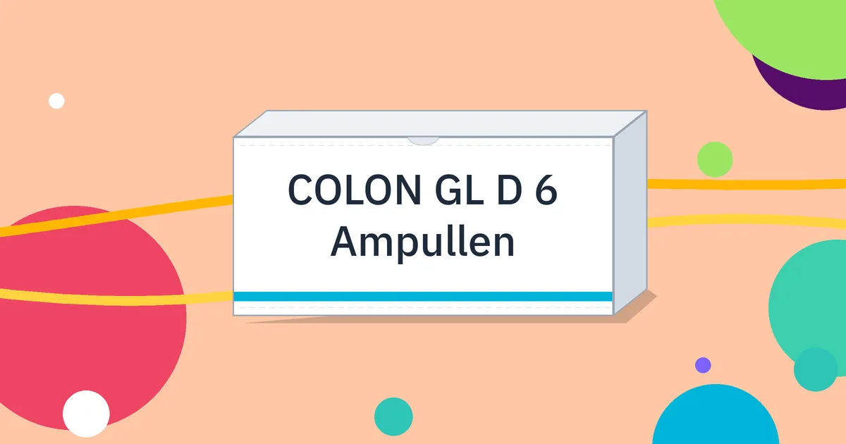 Symbolbild: Packung mit der Aufschrift COLON GL D 6 Ampullen (PZN 02830013) – Verfügbarkeit und Bezug in Apotheken in Frankfurt am Main