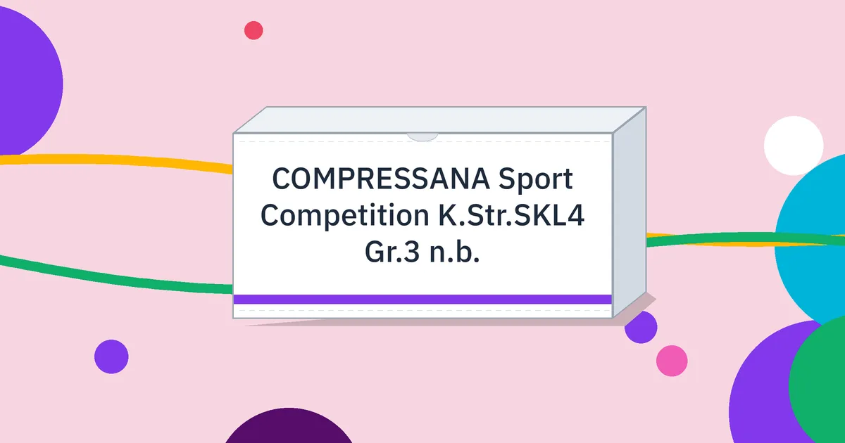 Symbolbild: Packung mit der Aufschrift COMPRESSANA Sport Competition K.Str.SKL4 Gr.3 n.b. (PZN 11218506) – Verfügbarkeit und Bezug in Apotheken in Frankfurt am Main