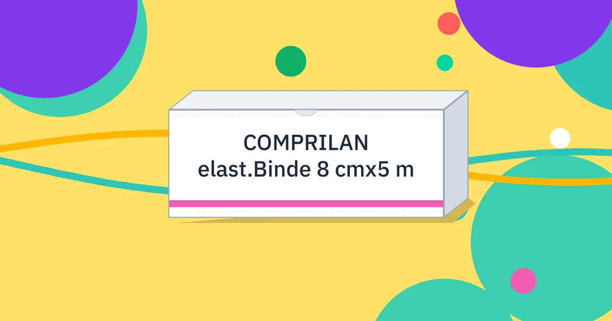 Symbolbild: Packung mit der Aufschrift COMPRILAN elast.Binde 8 cmx5 m (PZN 18747886) – Verfügbarkeit und Bezug in Apotheken in Frankfurt am Main