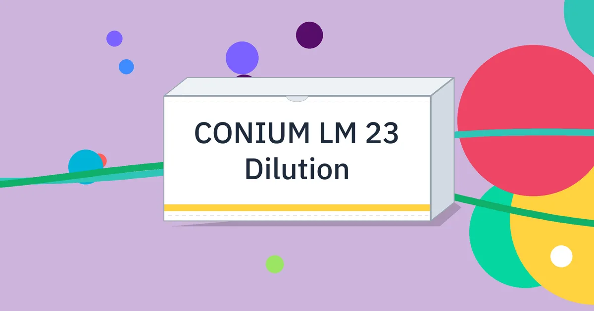 Symbolbild: Packung mit der Aufschrift CONIUM LM 23 Dilution (PZN 12833188) – Verfügbarkeit und Bezug in Apotheken in Frankfurt am Main