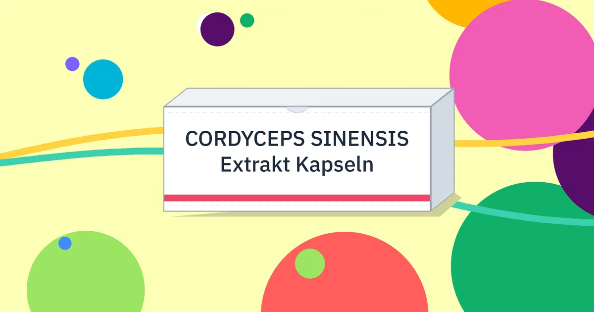 Symbolbild: Packung mit der Aufschrift CORDYCEPS SINENSIS Extrakt Kapseln (PZN 11552168) – Verfügbarkeit und Bezug in Apotheken in Frankfurt am Main