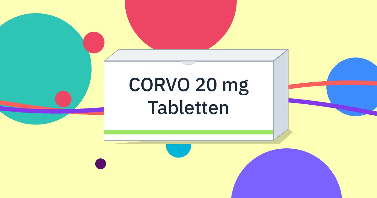 Symbolbild: Packung mit der Aufschrift CORVO 20 mg Tabletten (PZN 00737723) – Verfügbarkeit und Bezug in Apotheken in Frankfurt am Main