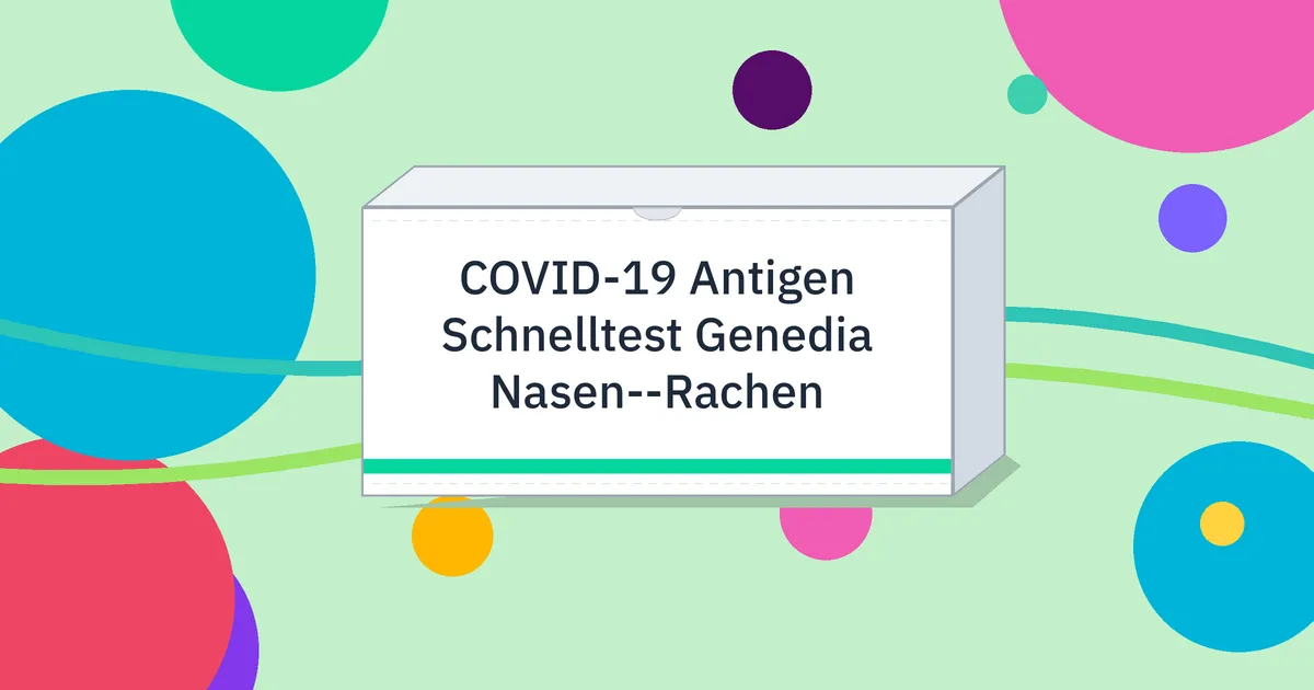 Symbolbild: Packung mit der Aufschrift COVID-19 Antigen Schnelltest Genedia Nasen--Rachen (PZN 16923178) – Verfügbarkeit und Bezug in Apotheken in Frankfurt am Main