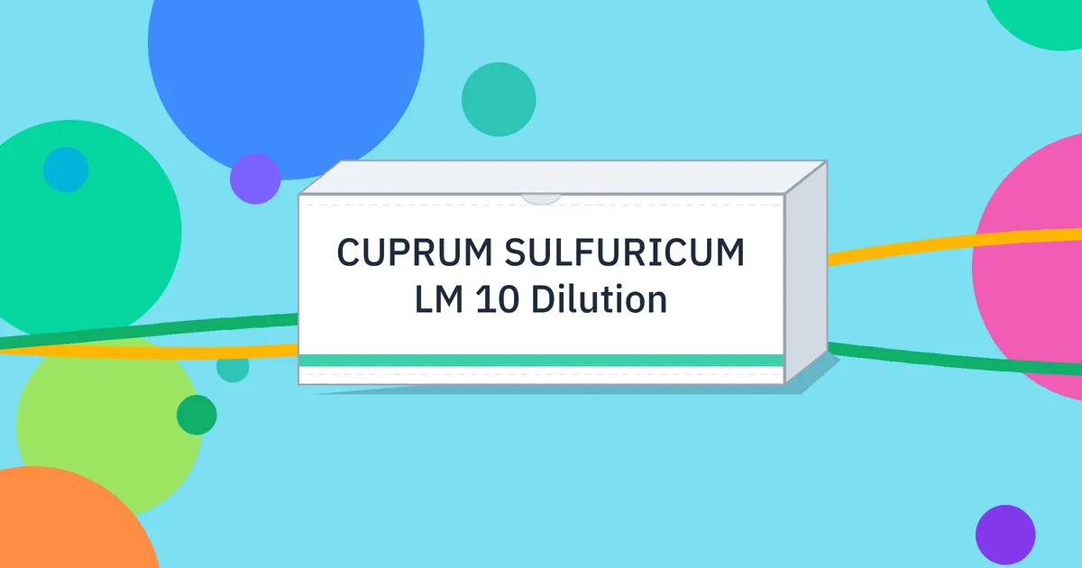 Symbolbild: Packung mit der Aufschrift CUPRUM SULFURICUM LM 10 Dilution (PZN 12839015) – Verfügbarkeit und Bezug in Apotheken in Frankfurt am Main