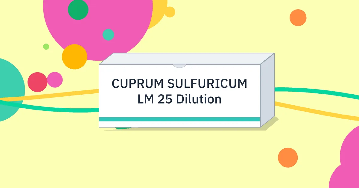 Symbolbild: Packung mit der Aufschrift CUPRUM SULFURICUM LM 25 Dilution (PZN 12839222) – Verfügbarkeit und Bezug in Apotheken in Frankfurt am Main