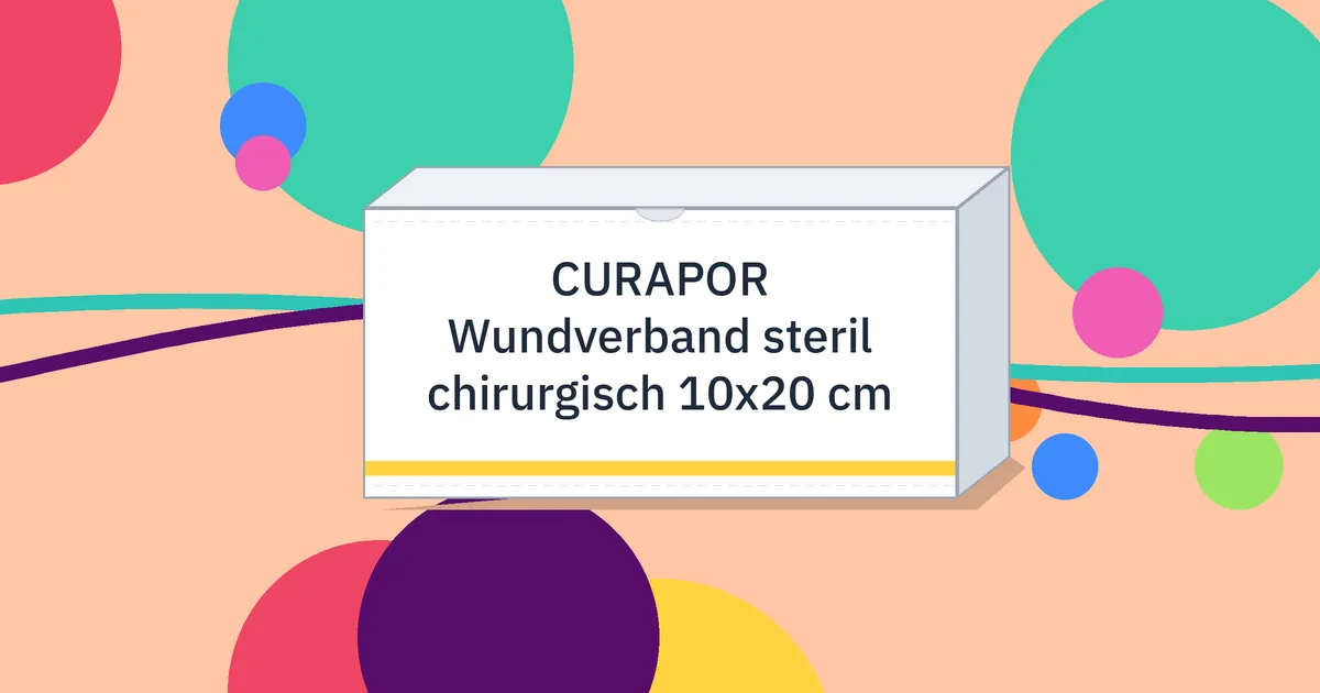 Symbolbild: Packung mit der Aufschrift CURAPOR Wundverband steril chirurgisch 10x20 cm (PZN 17451221) – Verfügbarkeit und Bezug in Apotheken in Frankfurt am Main
