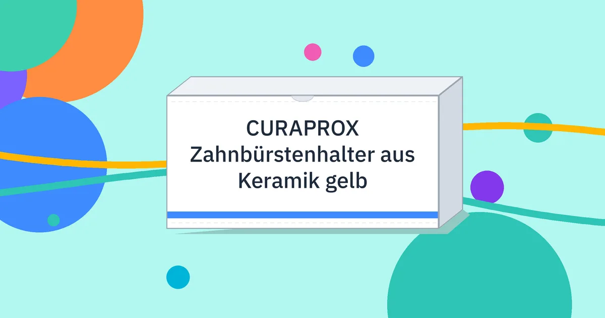 Symbolbild: Packung mit der Aufschrift CURAPROX Zahnbürstenhalter aus Keramik gelb (PZN 18823067) – Verfügbarkeit und Bezug in Apotheken in Frankfurt am Main