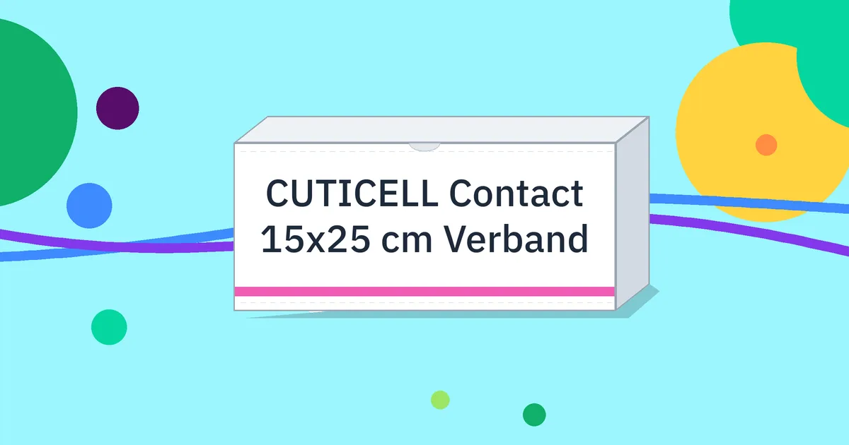 Symbolbild: Packung mit der Aufschrift CUTICELL Contact 15x25 cm Verband (PZN 12655864) – Verfügbarkeit und Bezug in Apotheken in Frankfurt am Main