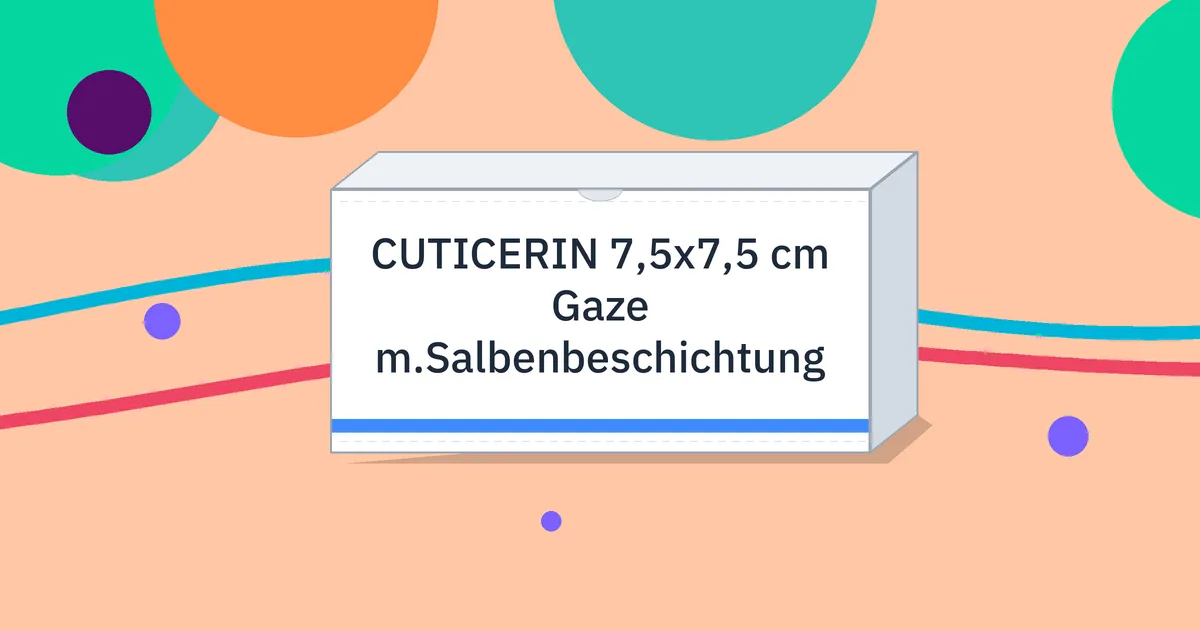 Symbolbild: Packung mit der Aufschrift CUTICERIN 7,5x7,5 cm Gaze m.Salbenbeschichtung (PZN 00254172) – Verfügbarkeit und Bezug in Apotheken in Frankfurt am Main