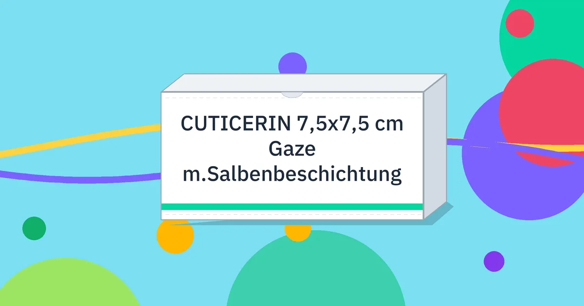 Symbolbild: Packung mit der Aufschrift CUTICERIN 7,5x7,5 cm Gaze m.Salbenbeschichtung (PZN 15403577) – Verfügbarkeit und Bezug in Apotheken in Frankfurt am Main