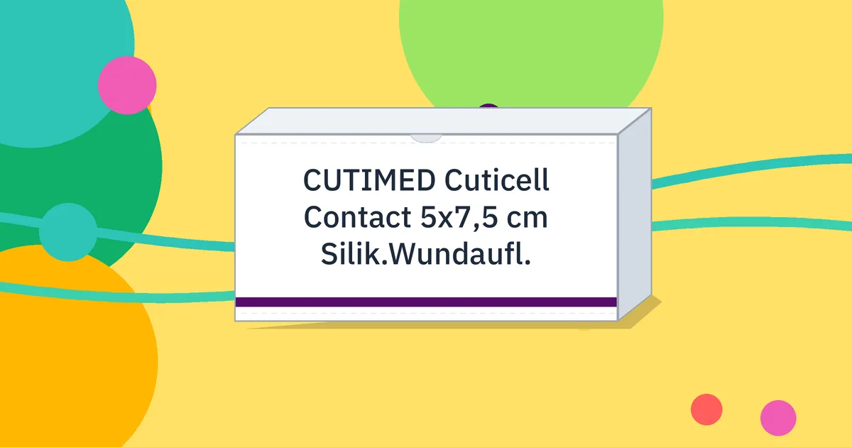 Symbolbild: Packung mit der Aufschrift CUTIMED Cuticell Contact 5x7,5 cm Silik.Wundaufl. (PZN 17943881) – Verfügbarkeit und Bezug in Apotheken in Frankfurt am Main