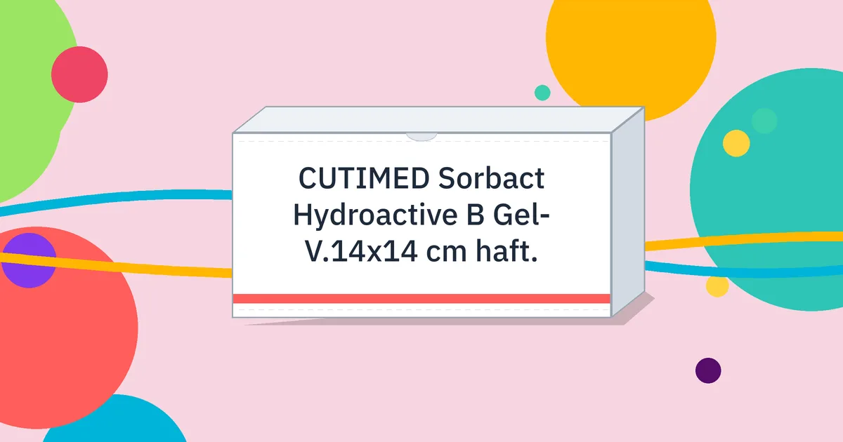 Symbolbild: Packung mit der Aufschrift CUTIMED Sorbact Hydroactive B Gel-V.14x14 cm haft. (PZN 17310584) – Verfügbarkeit und Bezug in Apotheken in Frankfurt am Main