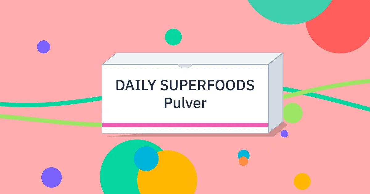 Symbolbild: Packung mit der Aufschrift DAILY SUPERFOODS Pulver (PZN 20934319) – Verfügbarkeit und Bezug in Apotheken in Frankfurt am Main