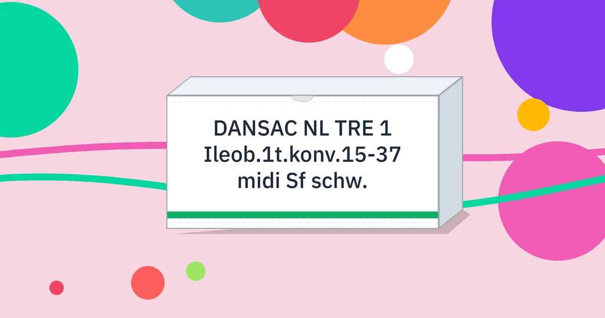 Symbolbild: Packung mit der Aufschrift DANSAC NL TRE 1 Ileob.1t.konv.15-37 midi Sf schw. (PZN 19744884) – Verfügbarkeit und Bezug in Apotheken in Frankfurt am Main