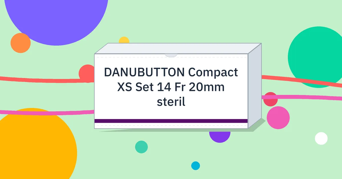 Symbolbild: Packung mit der Aufschrift DANUBUTTON Compact XS Set 14 Fr 20mm steril (PZN 19852674) – Verfügbarkeit und Bezug in Apotheken in Frankfurt am Main