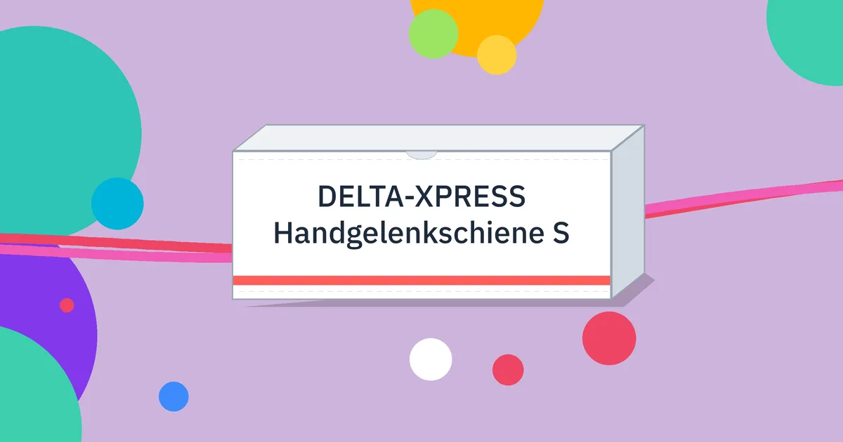 Symbolbild: Packung mit der Aufschrift DELTA-XPRESS Handgelenkschiene S (PZN 03969322) – Verfügbarkeit und Bezug in Apotheken in Frankfurt am Main