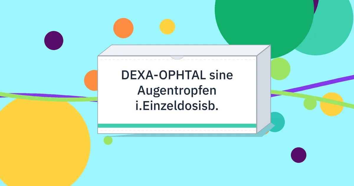 Symbolbild: Packung mit der Aufschrift DEXA-OPHTAL sine Augentropfen i.Einzeldosisb. (PZN 02935427) – Verfügbarkeit und Bezug in Apotheken in Frankfurt am Main