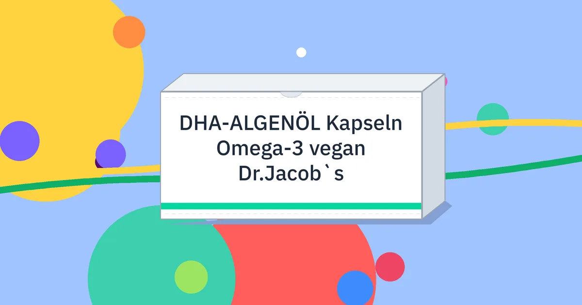 Symbolbild: Packung mit der Aufschrift DHA-ALGENÖL Kapseln Omega-3 vegan Dr.Jacob`s (PZN 20393929) – Verfügbarkeit und Bezug in Apotheken in Frankfurt am Main