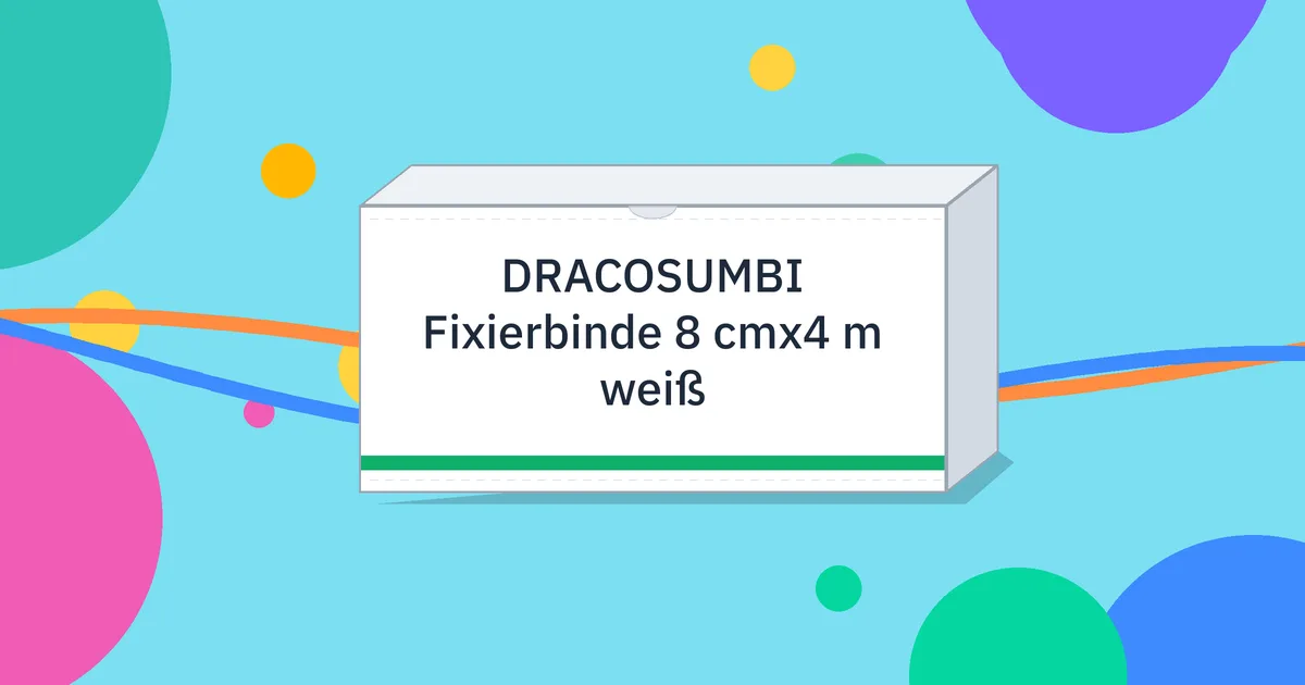 Symbolbild: Packung mit der Aufschrift DRACOSUMBI Fixierbinde 8 cmx4 m weiß (PZN 01661554) – Verfügbarkeit und Bezug in Apotheken in Frankfurt am Main