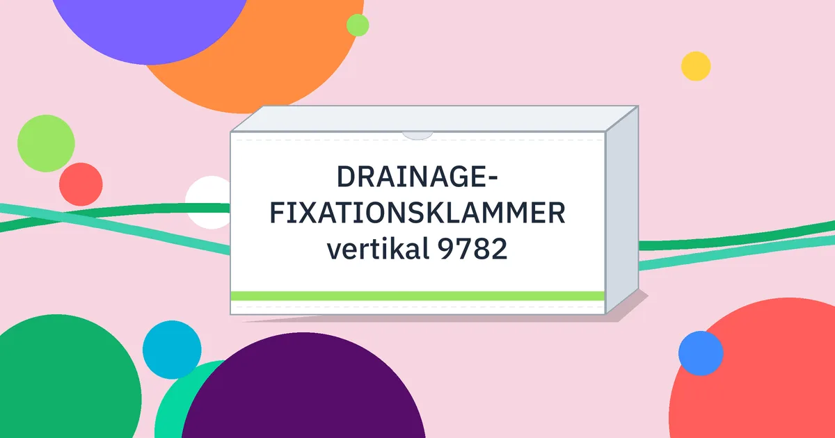 Symbolbild: Packung mit der Aufschrift DRAINAGE-FIXATIONSKLAMMER vertikal 9782 (PZN 07141117) – Verfügbarkeit und Bezug in Apotheken in Frankfurt am Main
