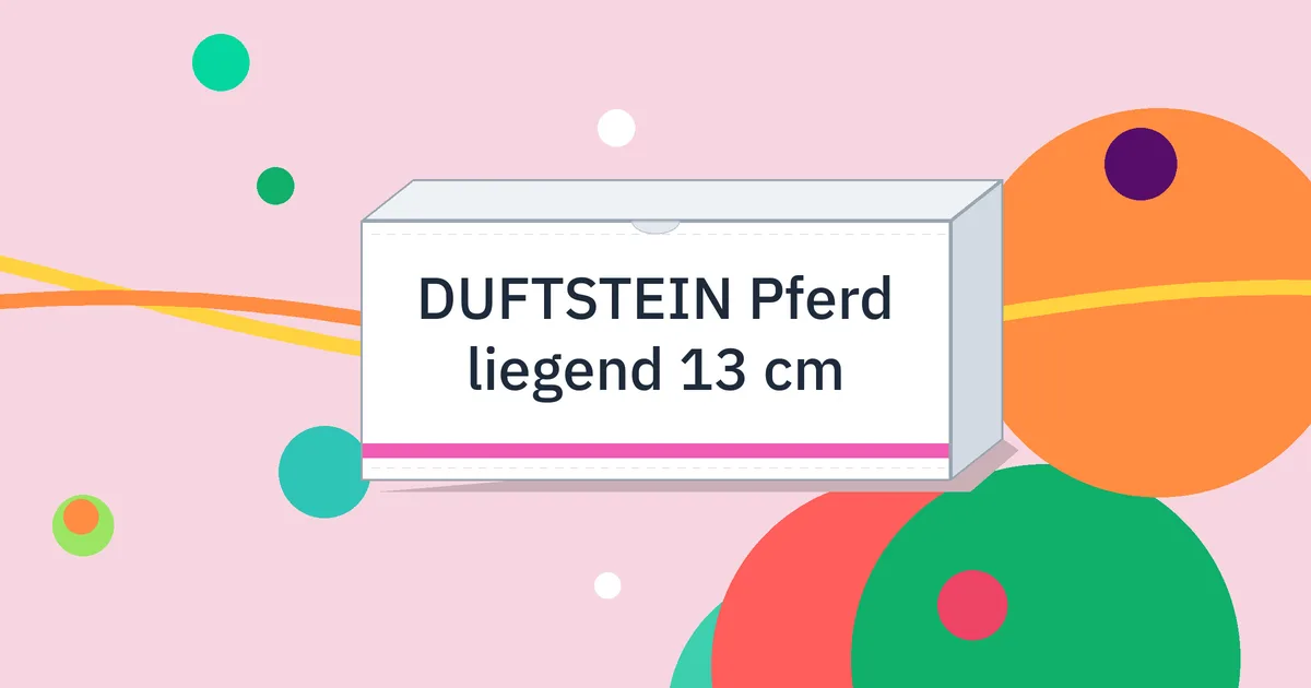 Symbolbild: Packung mit der Aufschrift DUFTSTEIN Pferd liegend 13 cm (PZN 06943808) – Verfügbarkeit und Bezug in Apotheken in Frankfurt am Main