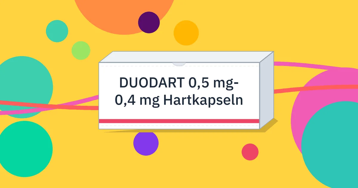 Symbolbild: Packung mit der Aufschrift DUODART 0,5 mg-0,4 mg Hartkapseln (PZN 09764526) – Verfügbarkeit und Bezug in Apotheken in Frankfurt am Main