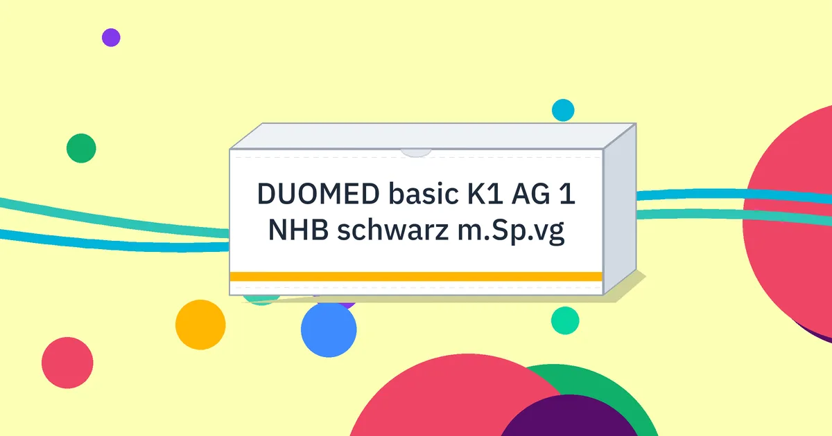Symbolbild: Packung mit der Aufschrift DUOMED basic K1 AG 1 NHB schwarz m.Sp.vg (PZN 20905482) – Verfügbarkeit und Bezug in Apotheken in Frankfurt am Main