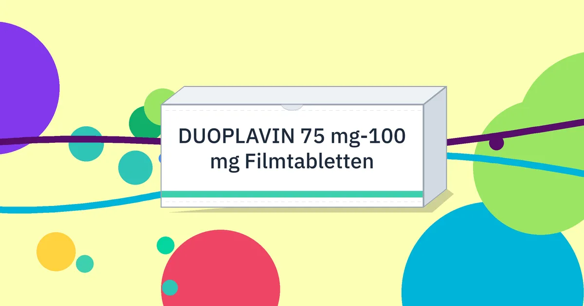 Symbolbild: Packung mit der Aufschrift DUOPLAVIN 75 mg-100 mg Filmtabletten (PZN 07763528) – Verfügbarkeit und Bezug in Apotheken in Frankfurt am Main