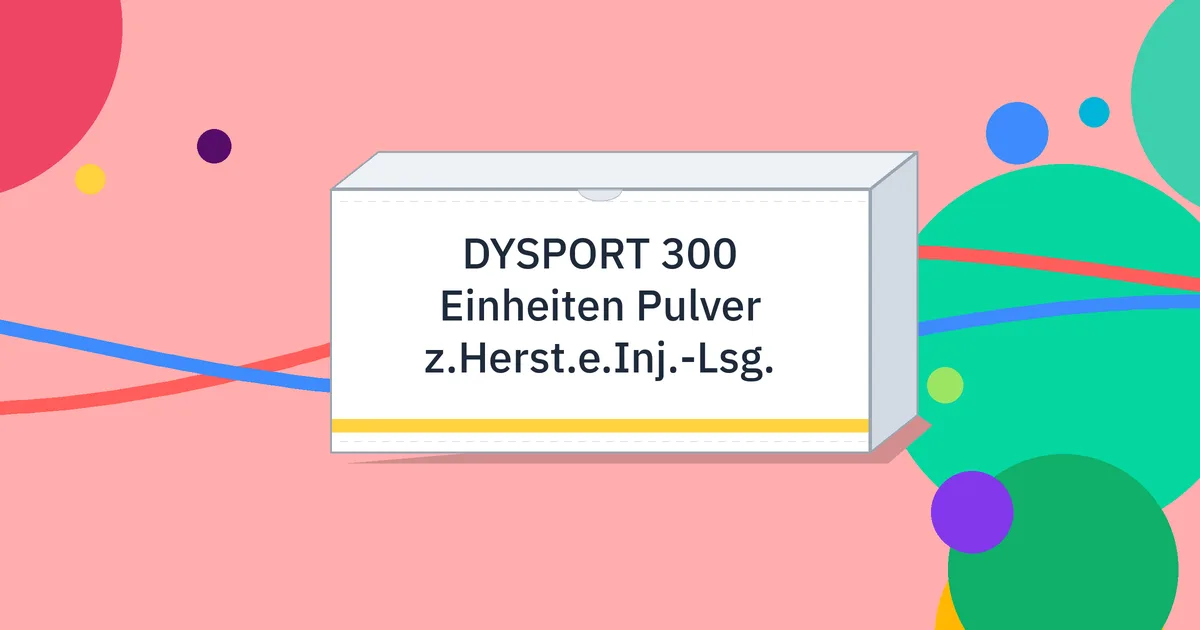 Symbolbild: Packung mit der Aufschrift DYSPORT 300 Einheiten Pulver z.Herst.e.Inj.-Lsg. (PZN 13331158) – Verfügbarkeit und Bezug in Apotheken in Frankfurt am Main