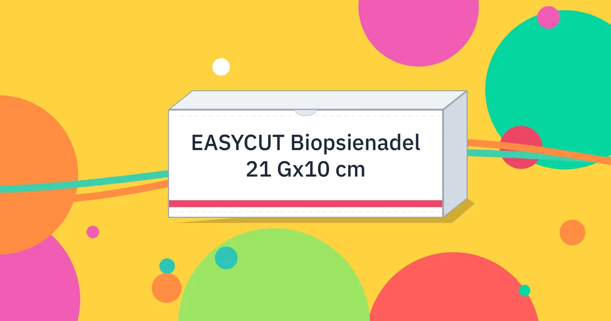 Symbolbild: Packung mit der Aufschrift EASYCUT Biopsienadel 21 Gx10 cm (PZN 16921073) – Verfügbarkeit und Bezug in Apotheken in Frankfurt am Main