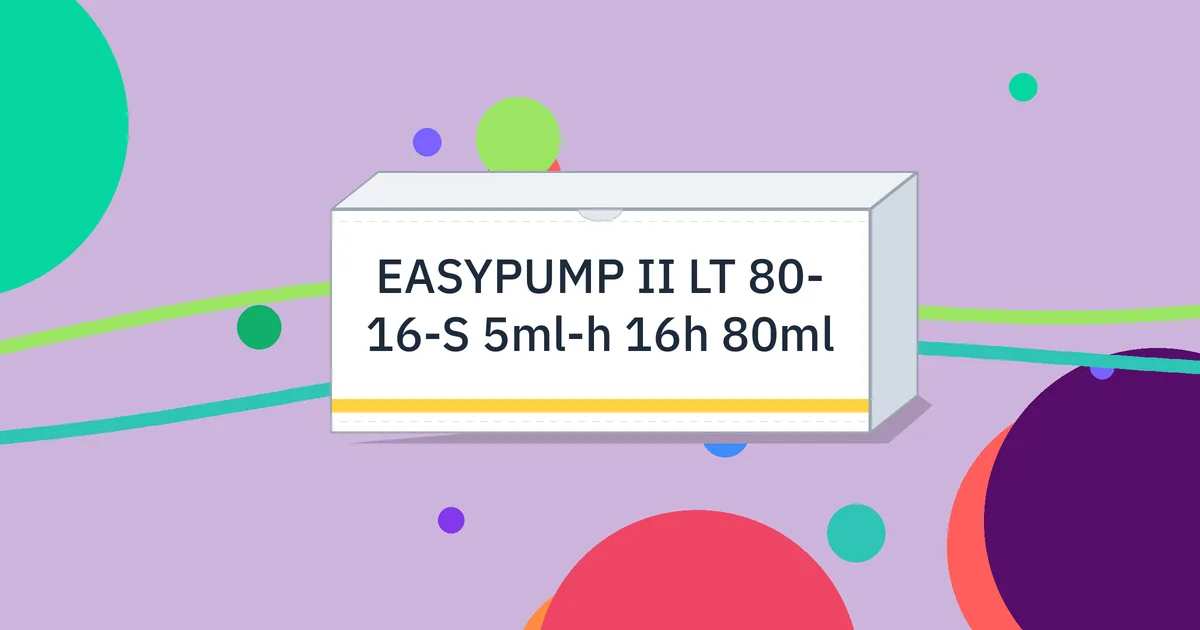 Symbolbild: Packung mit der Aufschrift EASYPUMP II LT 80-16-S 5ml-h 16h 80ml (PZN 20188187) – Verfügbarkeit und Bezug in Apotheken in Frankfurt am Main