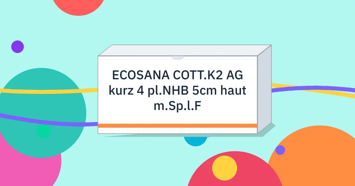 Symbolbild: Packung mit der Aufschrift ECOSANA COTT.K2 AG kurz 4 pl.NHB 5cm haut m.Sp.l.F (PZN 16950152) – Verfügbarkeit und Bezug in Apotheken in Frankfurt am Main