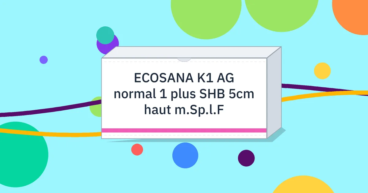 Symbolbild: Packung mit der Aufschrift ECOSANA K1 AG normal 1 plus SHB 5cm haut m.Sp.l.F (PZN 04726277) – Verfügbarkeit und Bezug in Apotheken in Frankfurt am Main