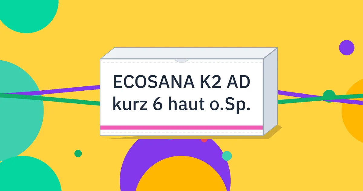 Symbolbild: Packung mit der Aufschrift ECOSANA K2 AD kurz 6 haut o.Sp. (PZN 01361496) – Verfügbarkeit und Bezug in Apotheken in Frankfurt am Main