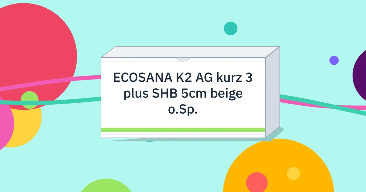 Symbolbild: Packung mit der Aufschrift ECOSANA K2 AG kurz 3 plus SHB 5cm beige o.Sp. (PZN 01421904) – Verfügbarkeit und Bezug in Apotheken in Frankfurt am Main