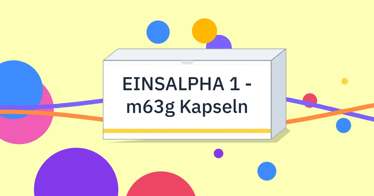Symbolbild: Packung mit der Aufschrift EINSALPHA 1 -m63g Kapseln (PZN 08617875) – Verfügbarkeit und Bezug in Apotheken in Frankfurt am Main