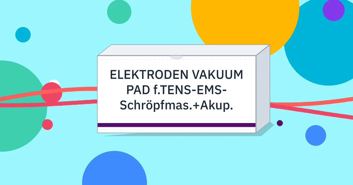 Symbolbild: Packung mit der Aufschrift ELEKTRODEN VAKUUM PAD f.TENS-EMS-Schröpfmas.+Akup. (PZN 10217634) – Verfügbarkeit und Bezug in Apotheken in Frankfurt am Main