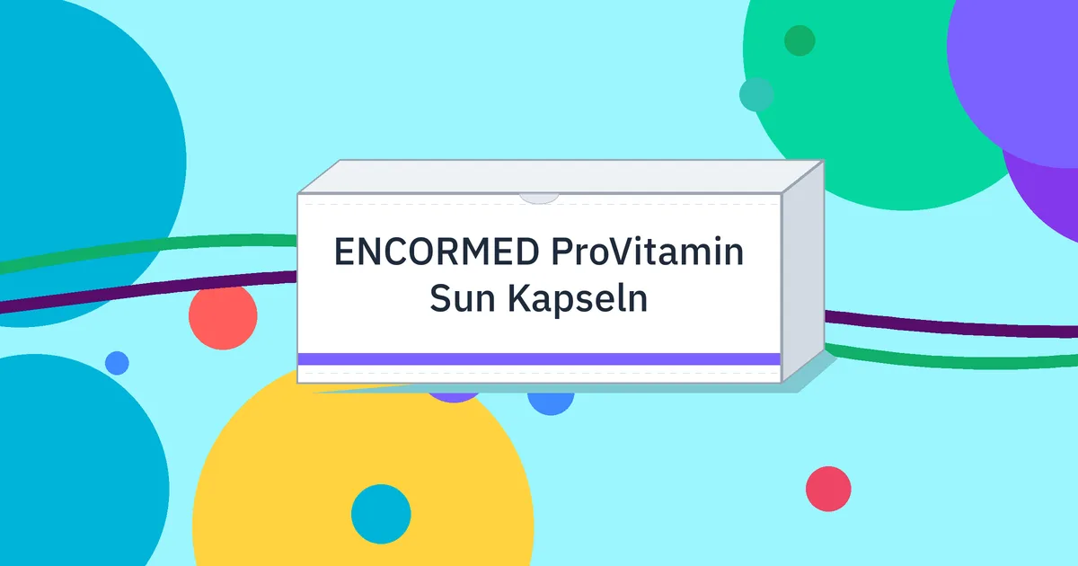 Symbolbild: Packung mit der Aufschrift ENCORMED ProVitamin Sun Kapseln (PZN 11858476) – Verfügbarkeit und Bezug in Apotheken in Frankfurt am Main