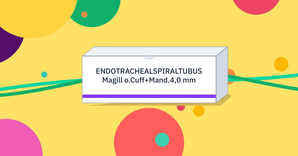 Symbolbild: Packung mit der Aufschrift ENDOTRACHEALSPIRALTUBUS Magill o.Cuff+Mand.4,0 mm (PZN 07681581) – Verfügbarkeit und Bezug in Apotheken in Frankfurt am Main