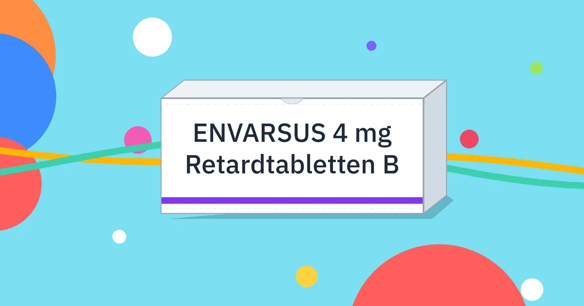 Symbolbild: Packung mit der Aufschrift ENVARSUS 4 mg Retardtabletten B (PZN 17536779) – Verfügbarkeit und Bezug in Apotheken in Frankfurt am Main